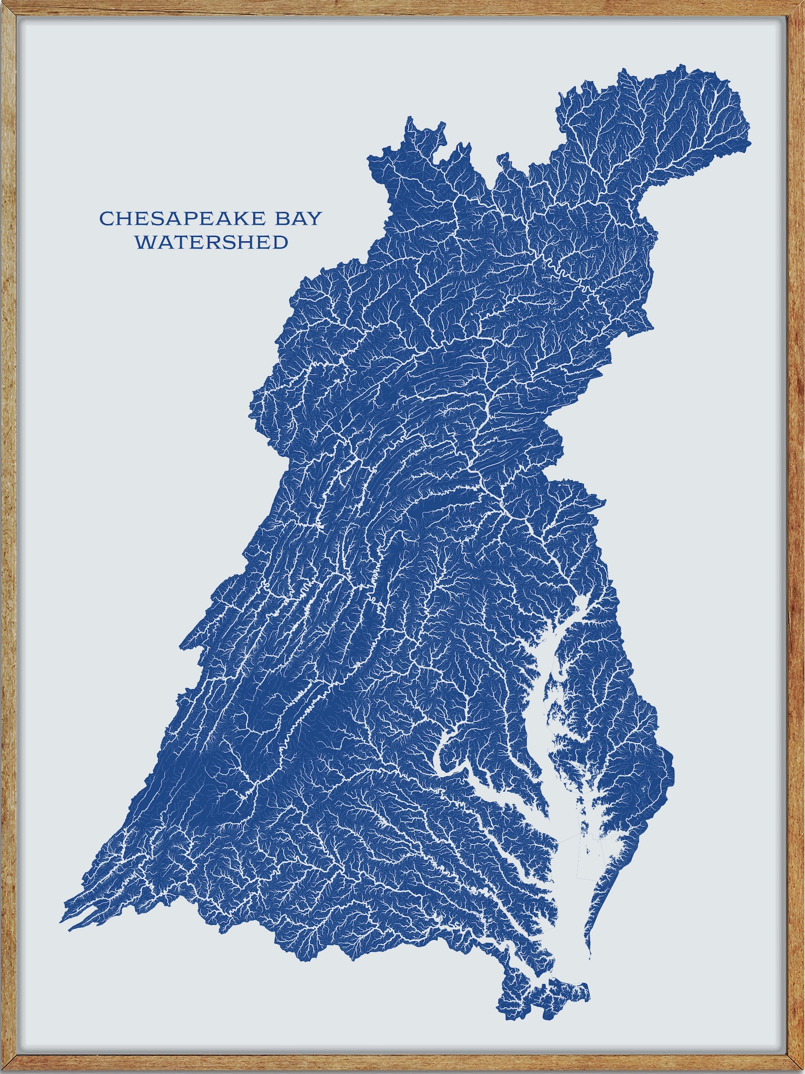 Chesapeake Bay Watershed Map of Rivers and Lakes | Etsy
