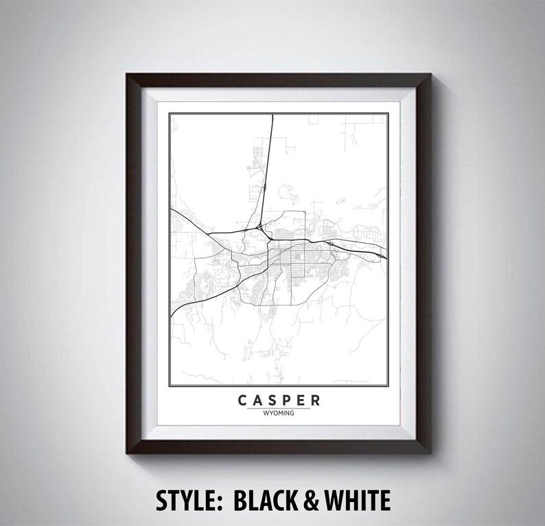 Map of Casper WY Casper Map Casper Poster Office Décor - Etsy