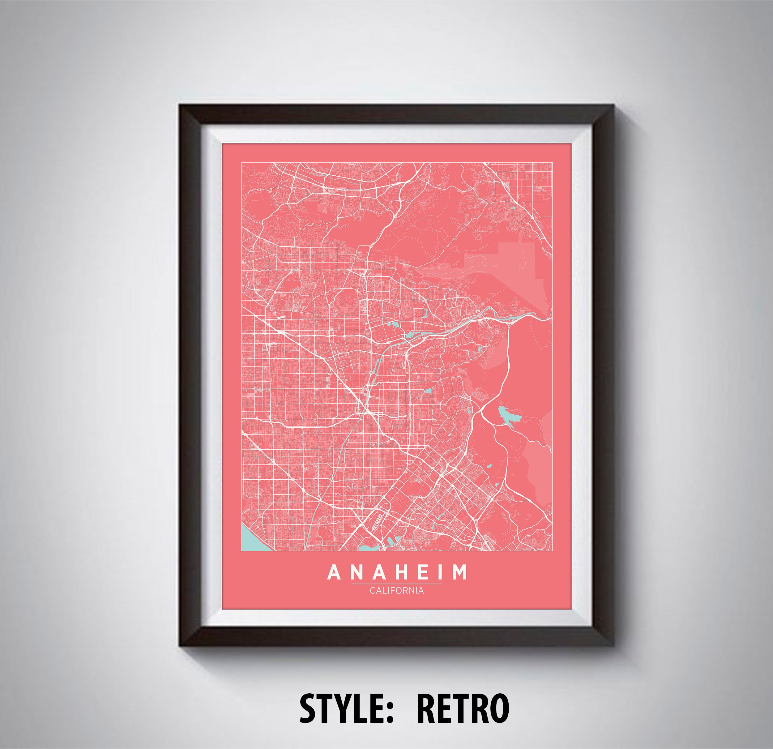 Map of Anaheim CA Anaheim Map Anaheim Poster Office - Etsy