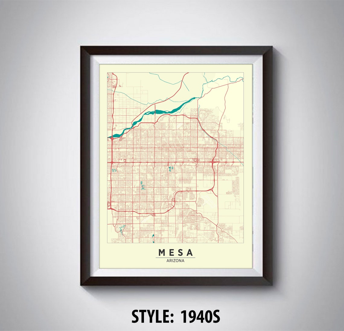 Map of Mesa AZ Mesa Map Mesa Poster Office Décor Wall | Etsy