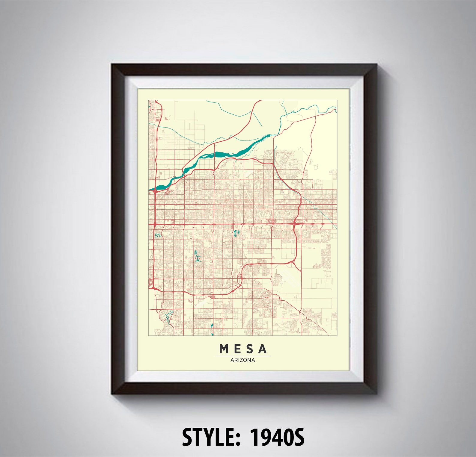 Map of Mesa AZ Mesa Map Mesa Poster Office Décor Wall | Etsy
