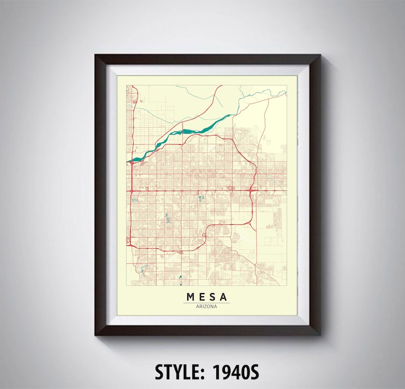 Mesa Arizona Map Art Print: Modern Black & White Office Decor - Etsy