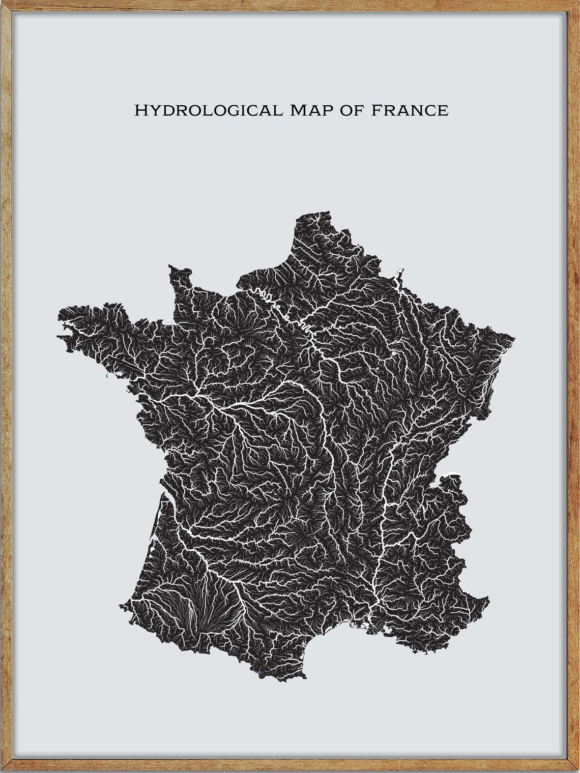 France Hydrological Map of Rivers and Lakes Map of France | Etsy