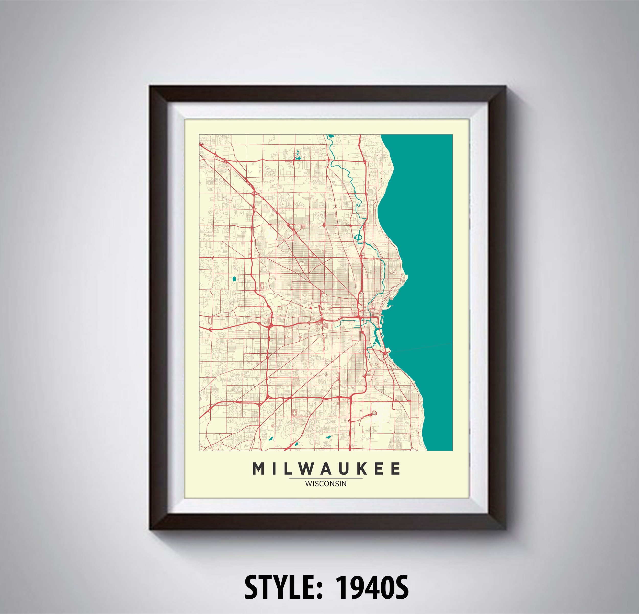 Map of Milwaukee WI Milwaukee Map Milwaukee Poster | Etsy