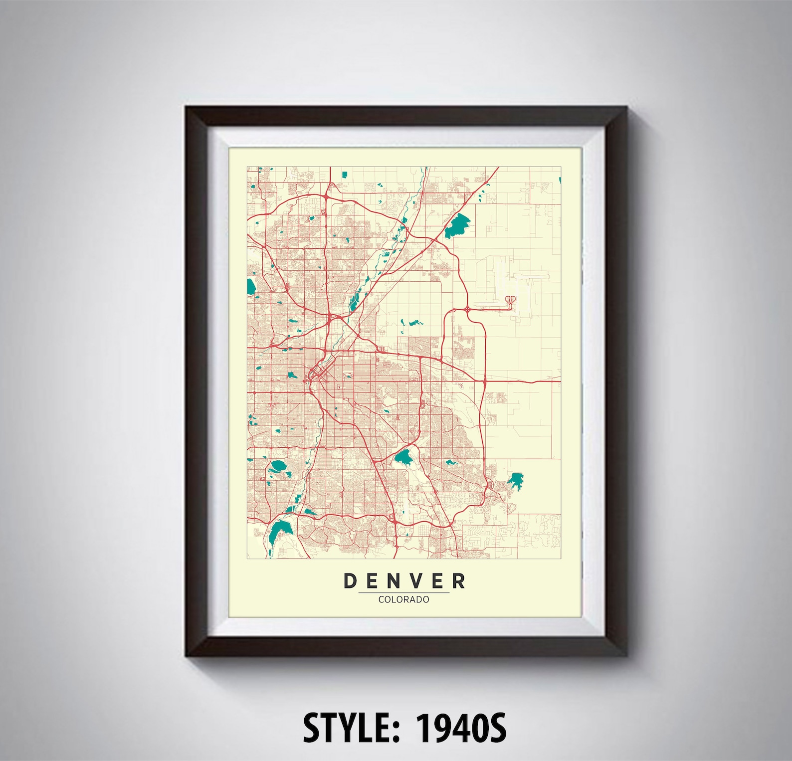 Map of Denver CO Denver Map Denver Poster Office Décor | Etsy