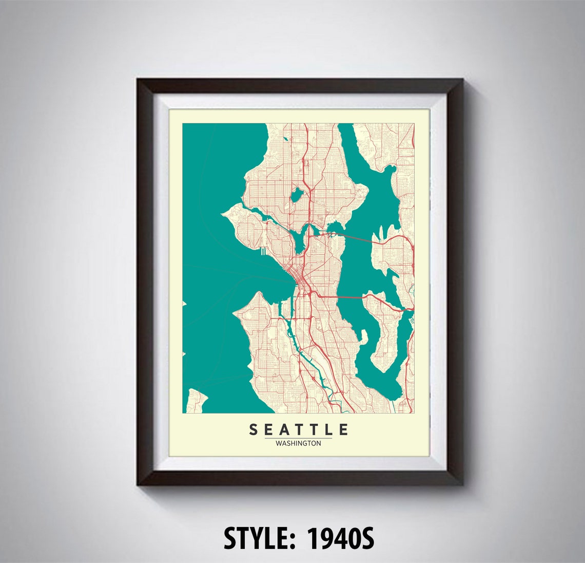 Seattle Map Print: Washington State, Modern Wall Art - Etsy