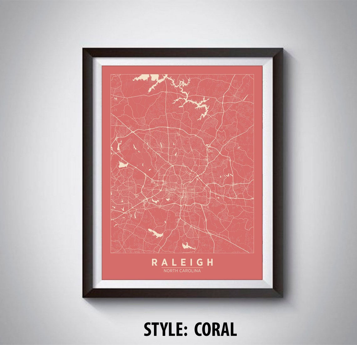 Map of Raleigh NC Raleigh Map Raleigh Poster Office | Etsy