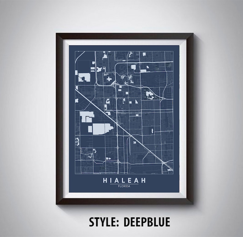 Map of Hialeah FL Hialeah Map Hialeah Poster Office | Etsy