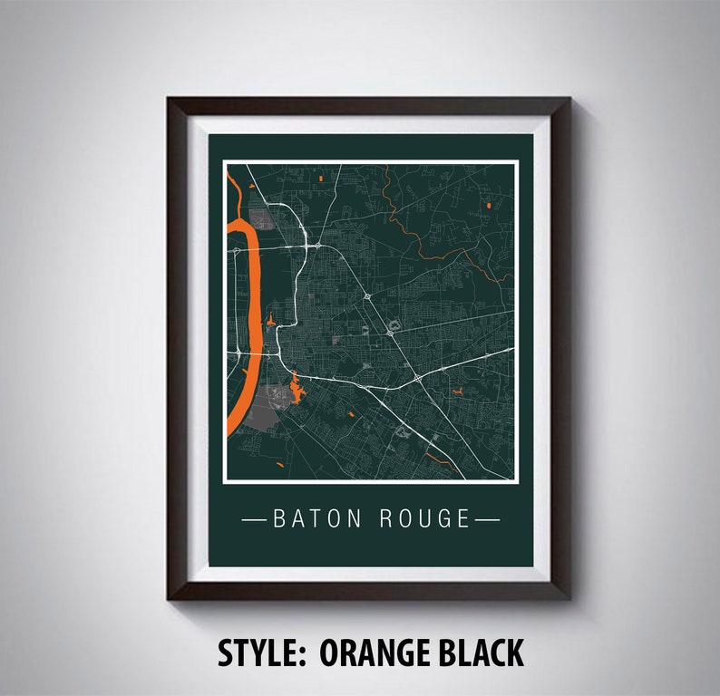 Map of Baton Rouge LA Baton Rouge Map Baton Rouge Poster | Etsy