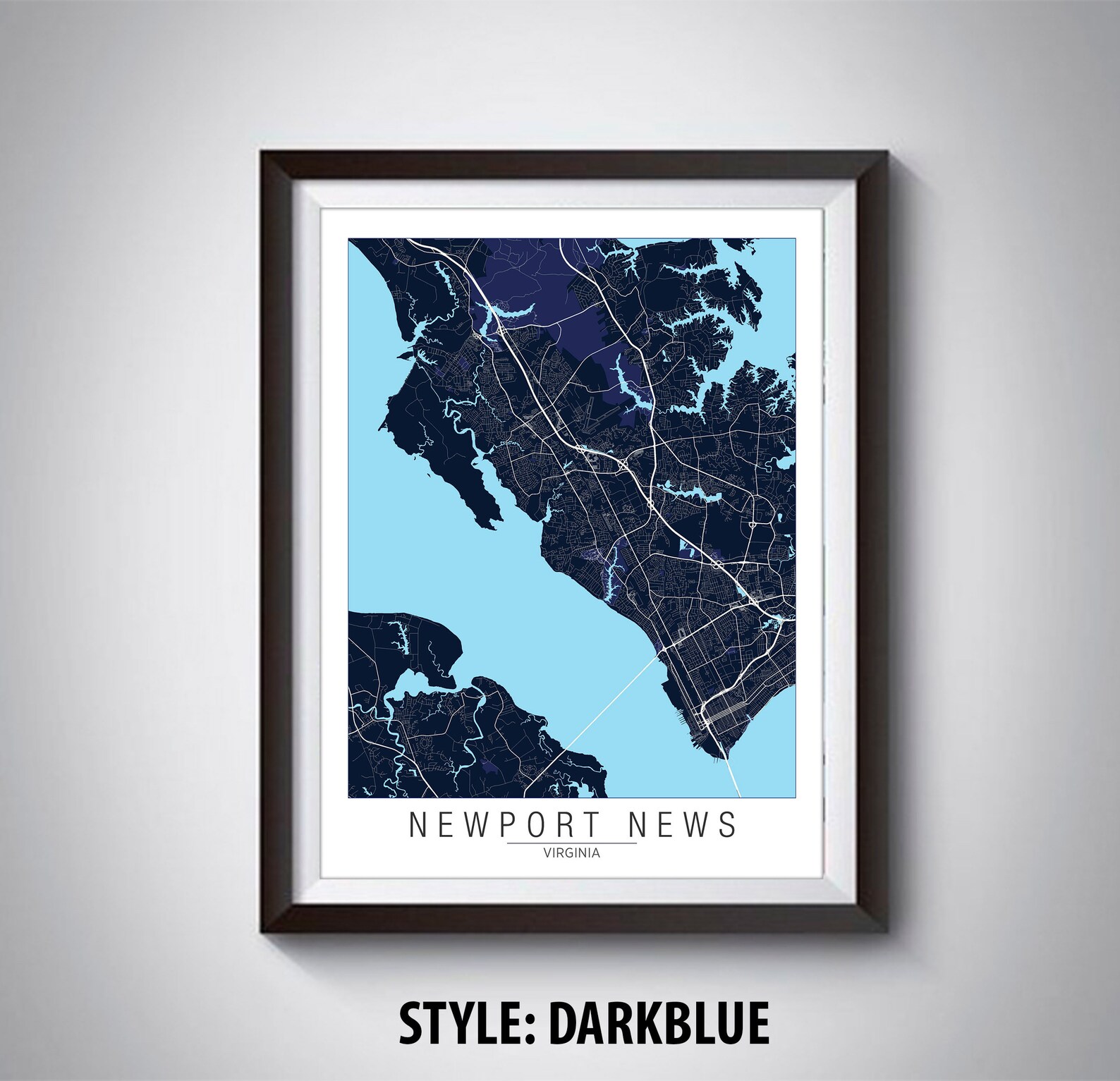 Map of Newport News VA Newport News Map Newport News | Etsy