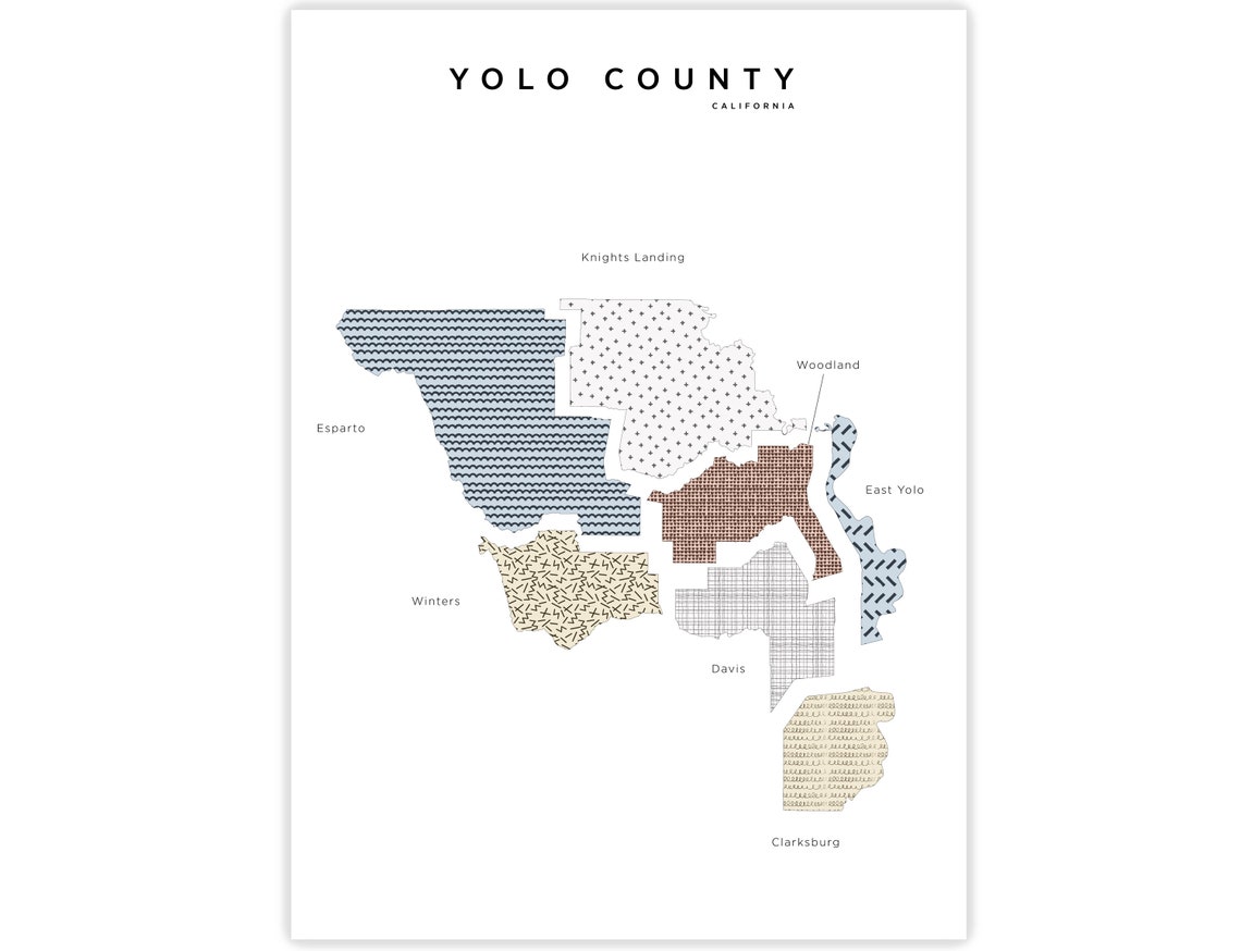 Yolo County Map Yolo County California US County Gift - Etsy