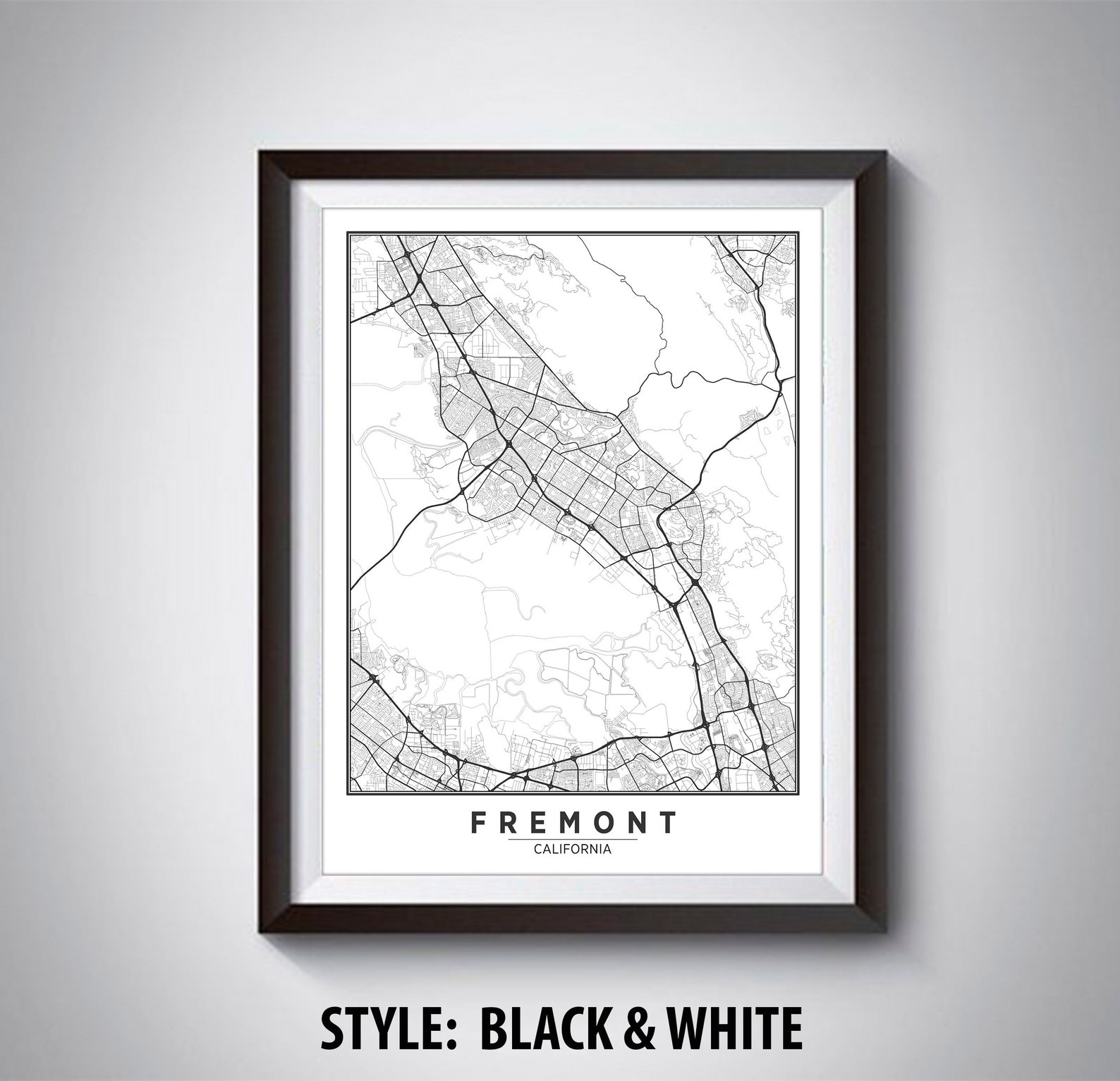 Map of Fremont CA Fremont Map Fremont Poster Office | Etsy