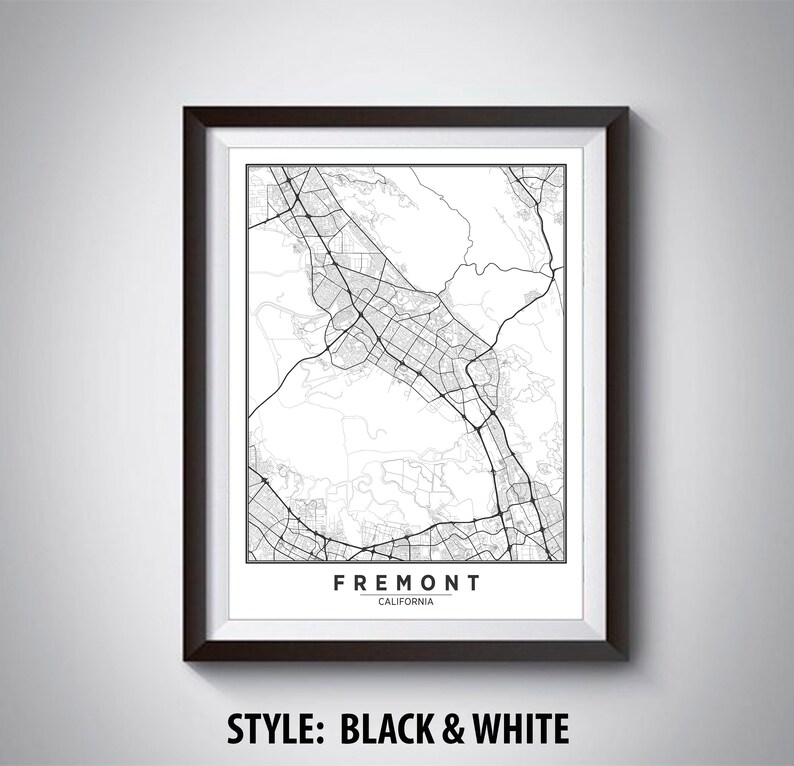 Map of Fremont CA Fremont Map Fremont Poster Office | Etsy