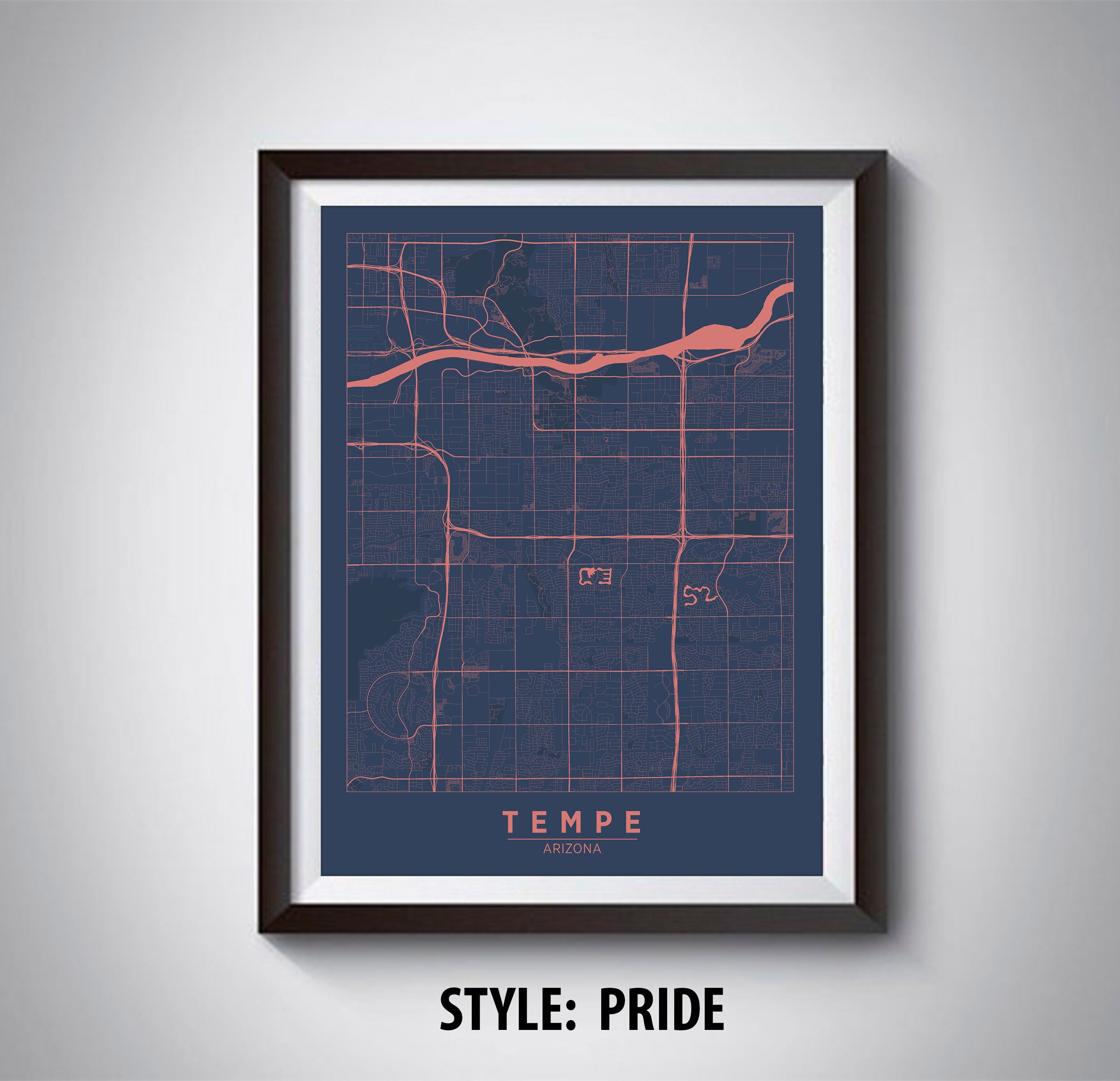 Map of Tempe AZ Tempe Map Tempe Poster Office Décor - Etsy