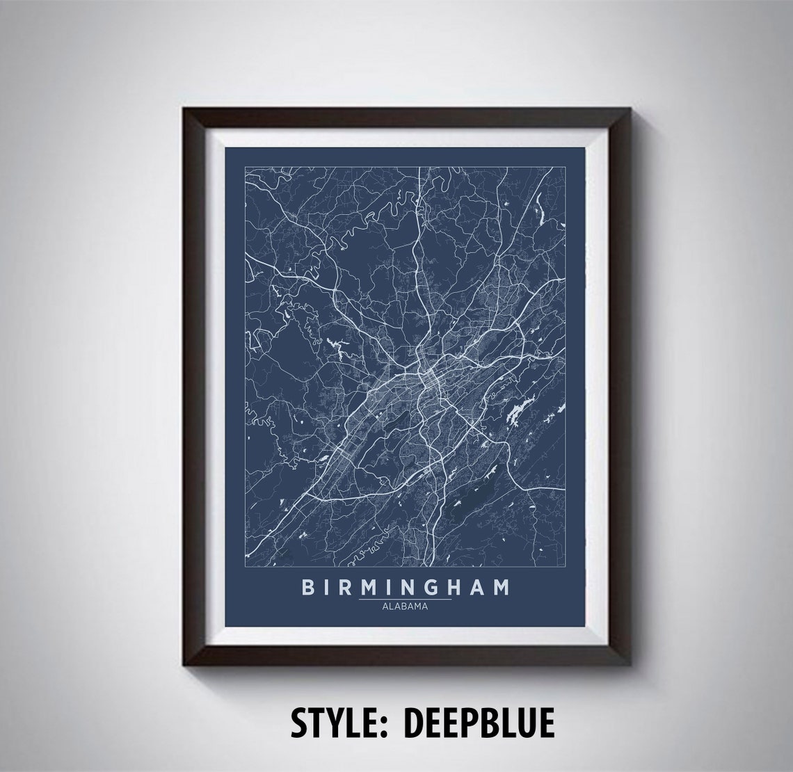 Map of Birmingham AL Birmingham Map Birmingham Poster | Etsy