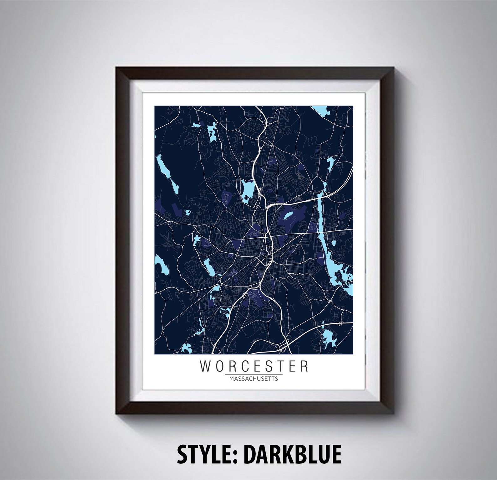 Map of Worcester MA Worcester Map Worcester Poster - Etsy