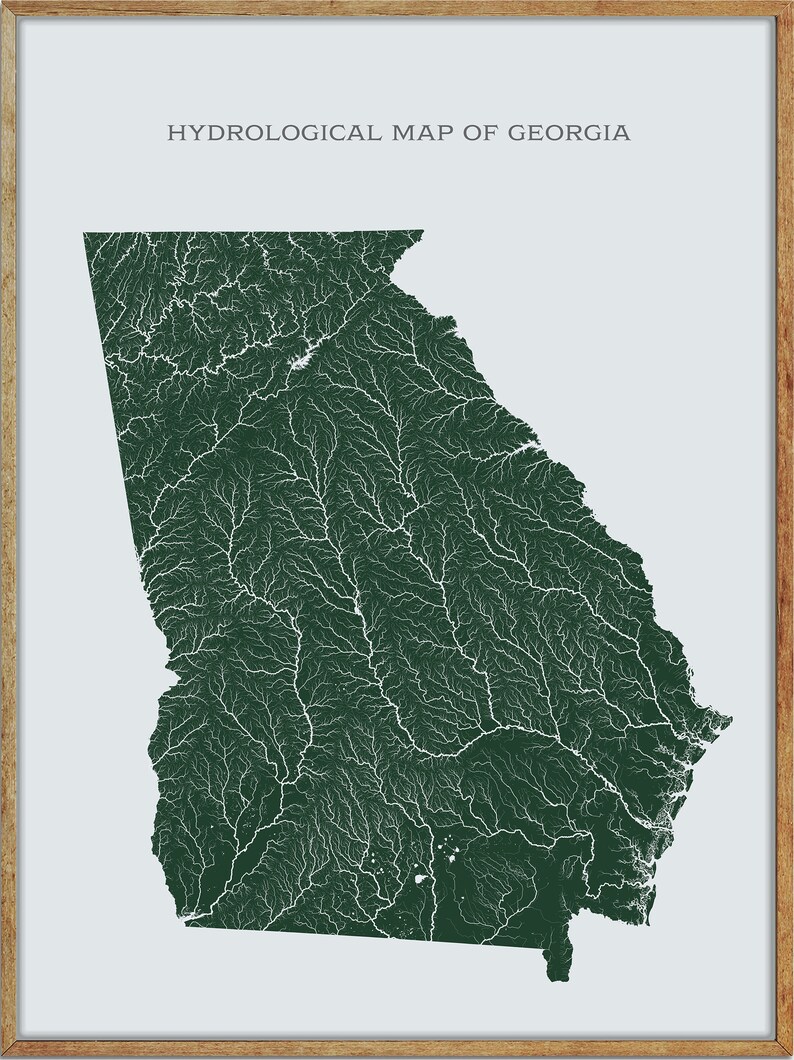 Georgia Hydrological Map of Rivers and Lakes Georgia Rivers - Etsy