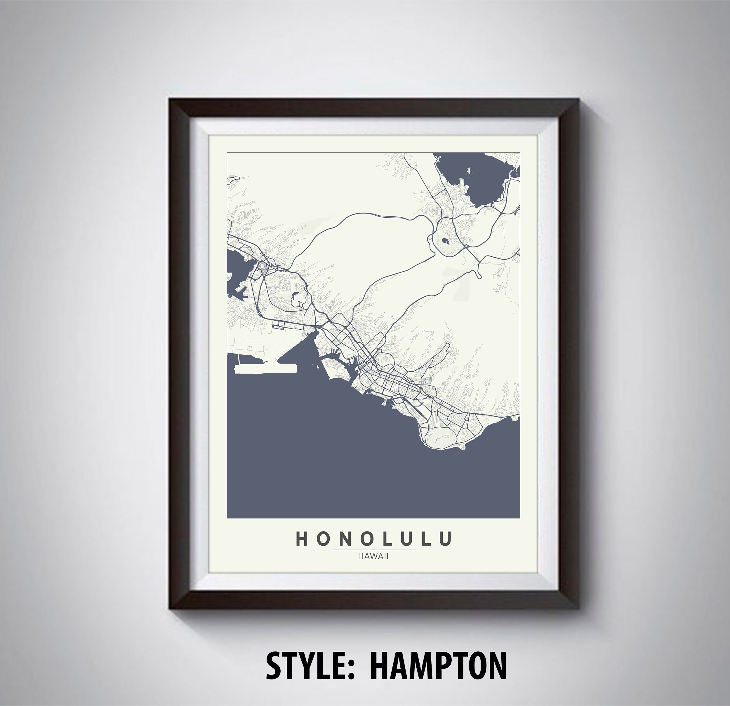 Map of Honolulu HI Honolulu Map Honolulu Poster Office - Etsy