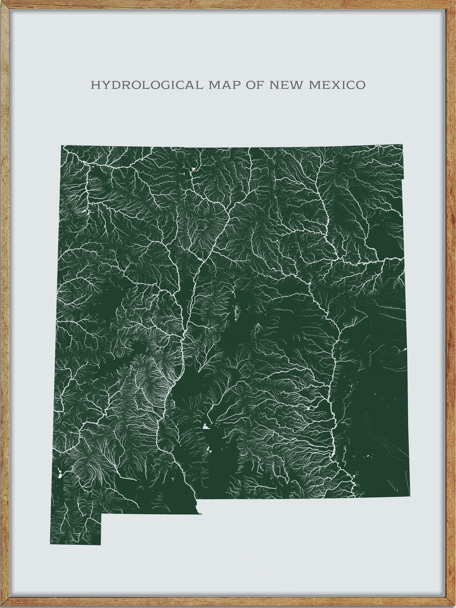 New Mexico Hydrological Map of Rivers and Lakes New Mexico | Etsy
