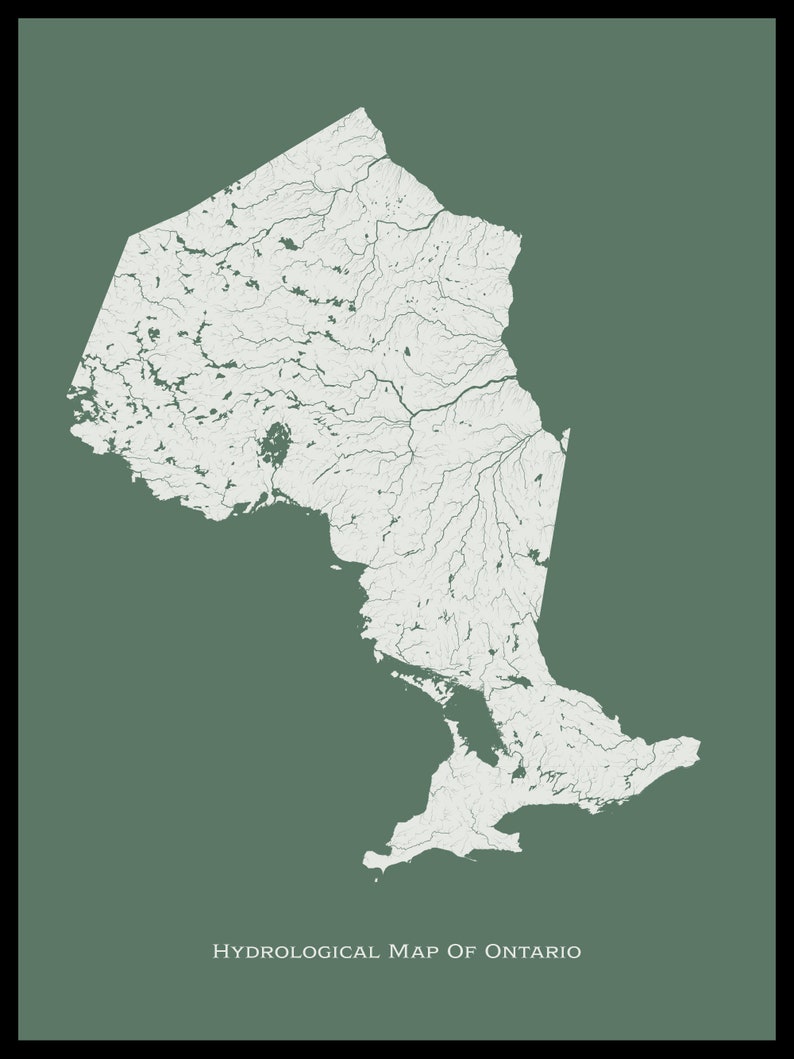 Ontario Hydrological Map of Rivers and Lakes Ontario Rivers - Etsy