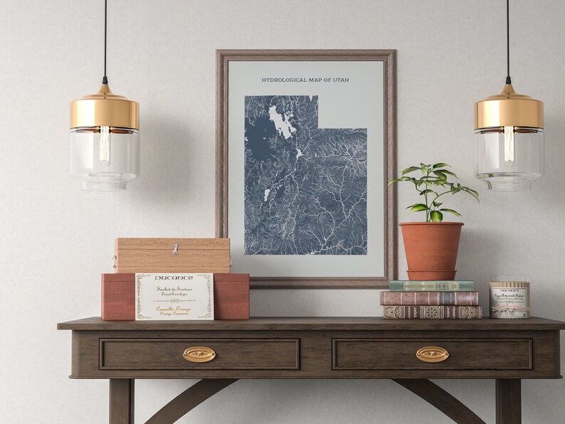 Utah Rivers and Lakes Hydrological Map Poster - Etsy