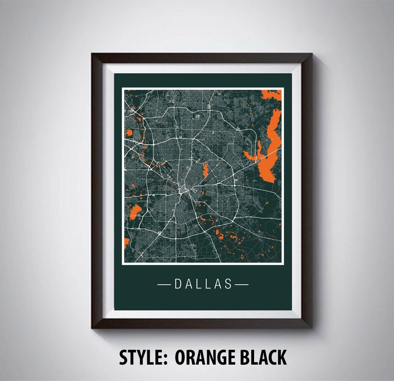 Map of Dallas TX Dallas Map Dallas Poster Office Décor | Etsy