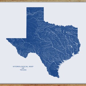 Texas Rivers and Lakes Map: Hydrological Poster - Etsy