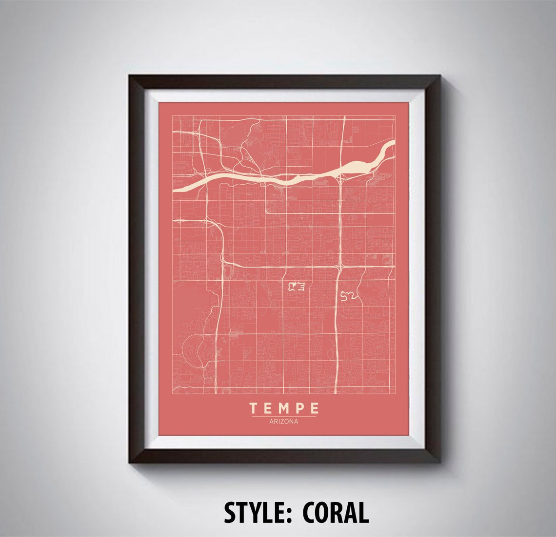 Map of Tempe AZ Tempe Map Tempe Poster Office Décor - Etsy