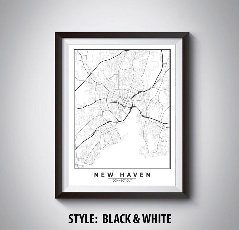 Map of New Haven CT New Haven Map New Haven Poster - Etsy