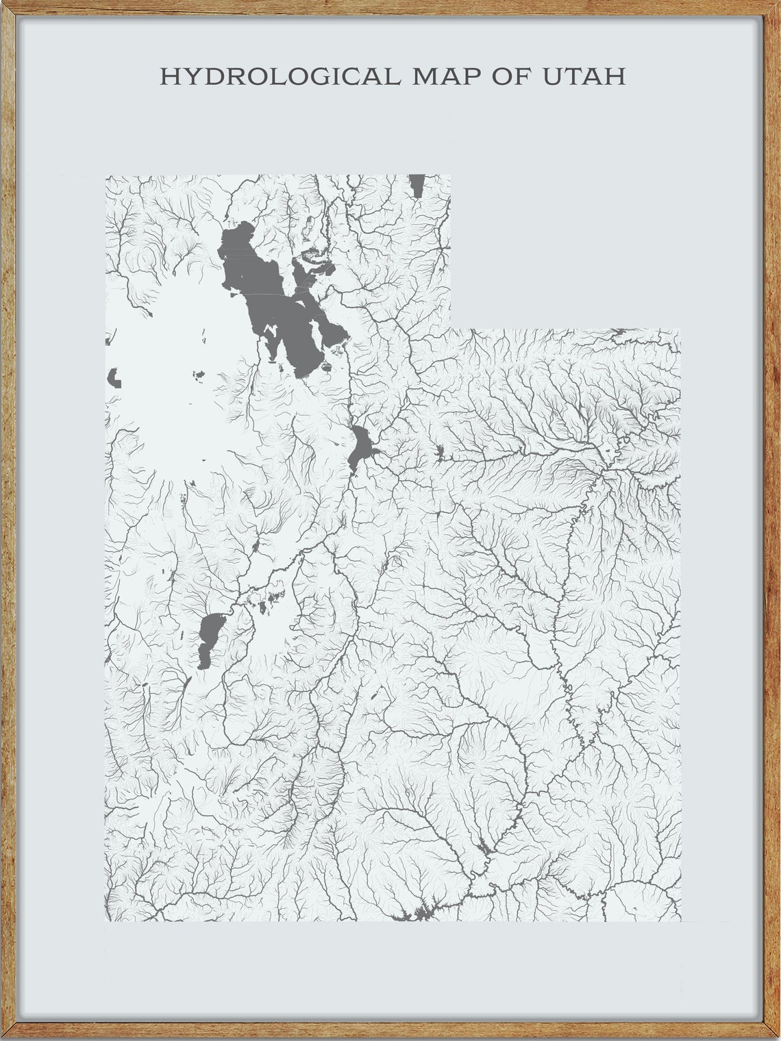 Utah Hydrological Map of Rivers and Lakes Utah Rivers Poster | Etsy