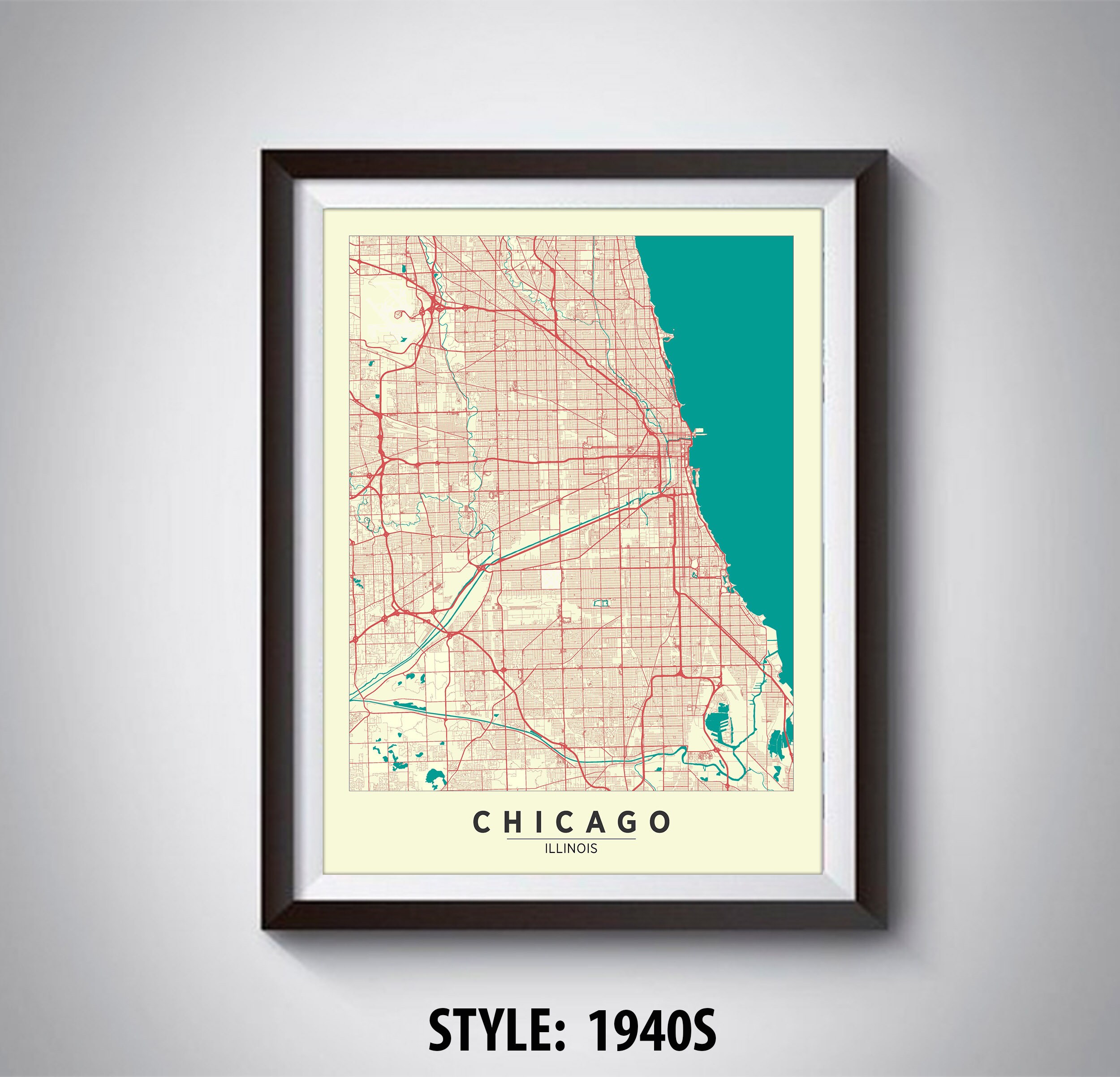 Map of Chicago IL Chicago Map Chicago Poster Office - Etsy