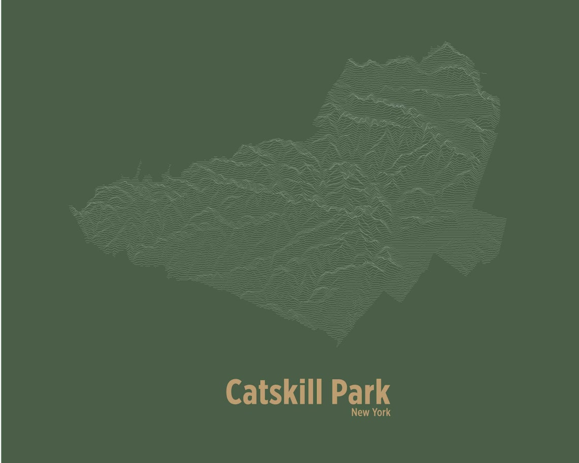 Catskill Park Ridgeline Map Geographic Contours Print of - Etsy