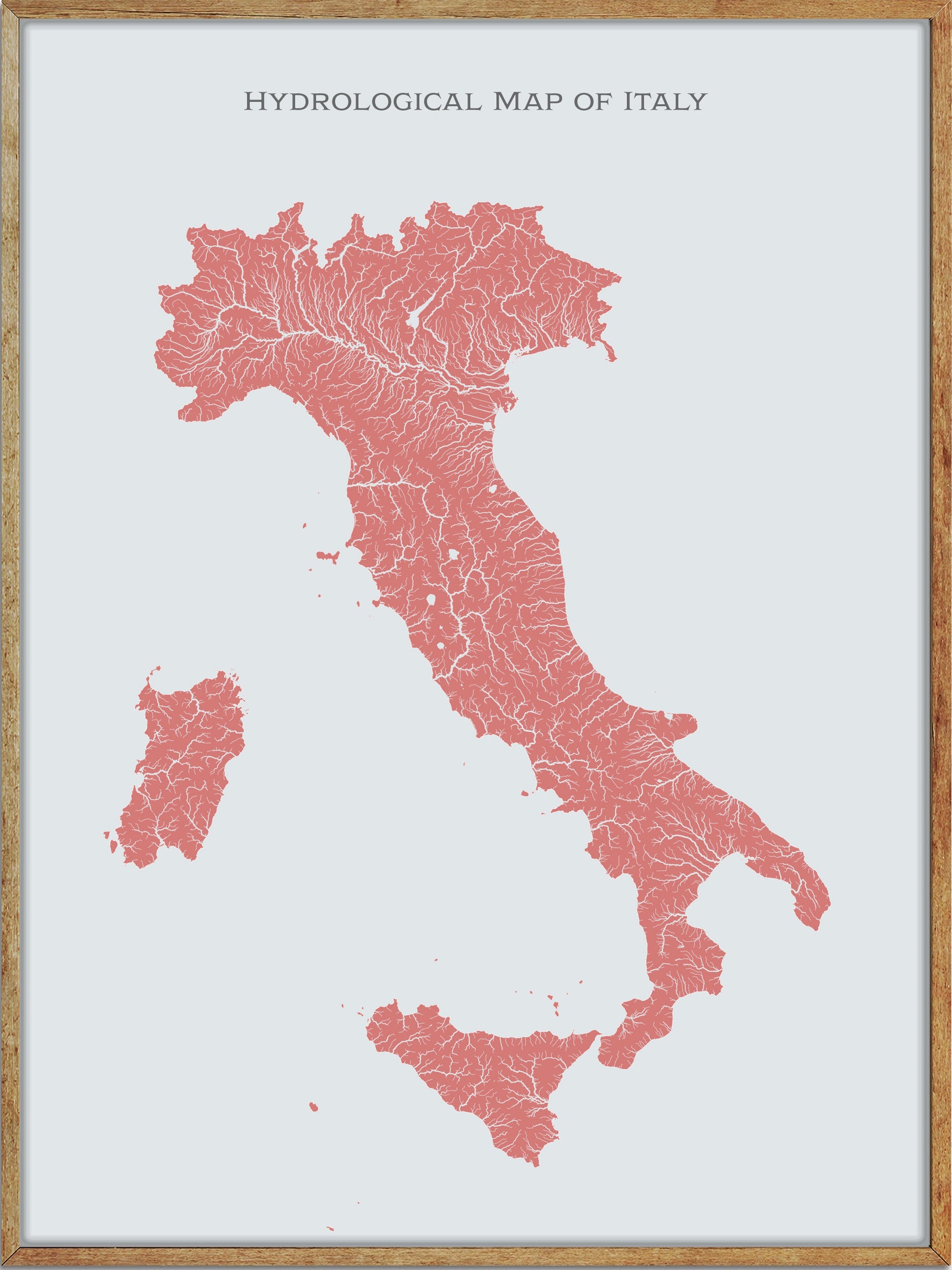 Italy Hydrological Map of Rivers and Lakes Map of Italy | Etsy