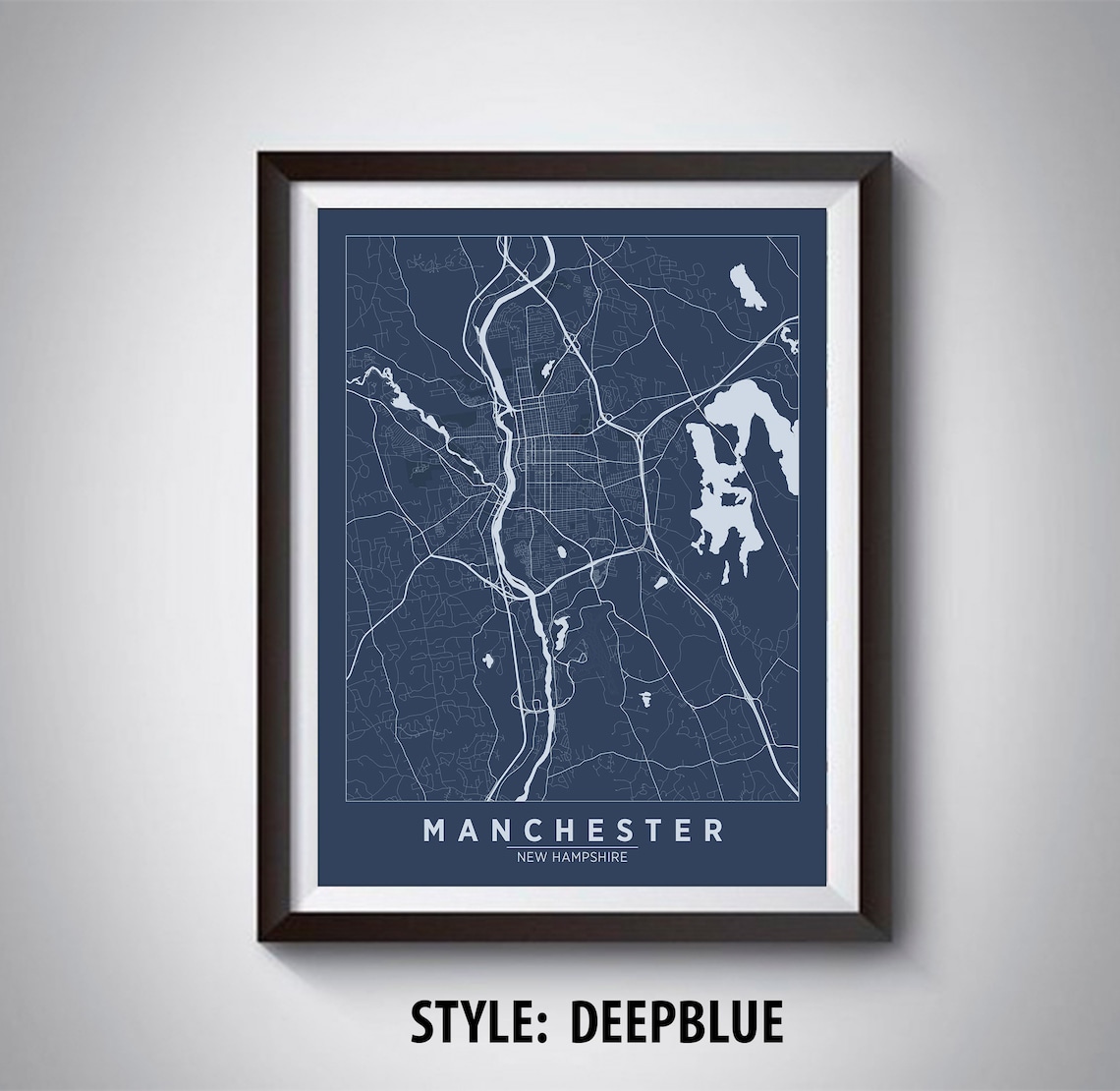 Map of Manchester NH Manchester Map Manchester Poster - Etsy