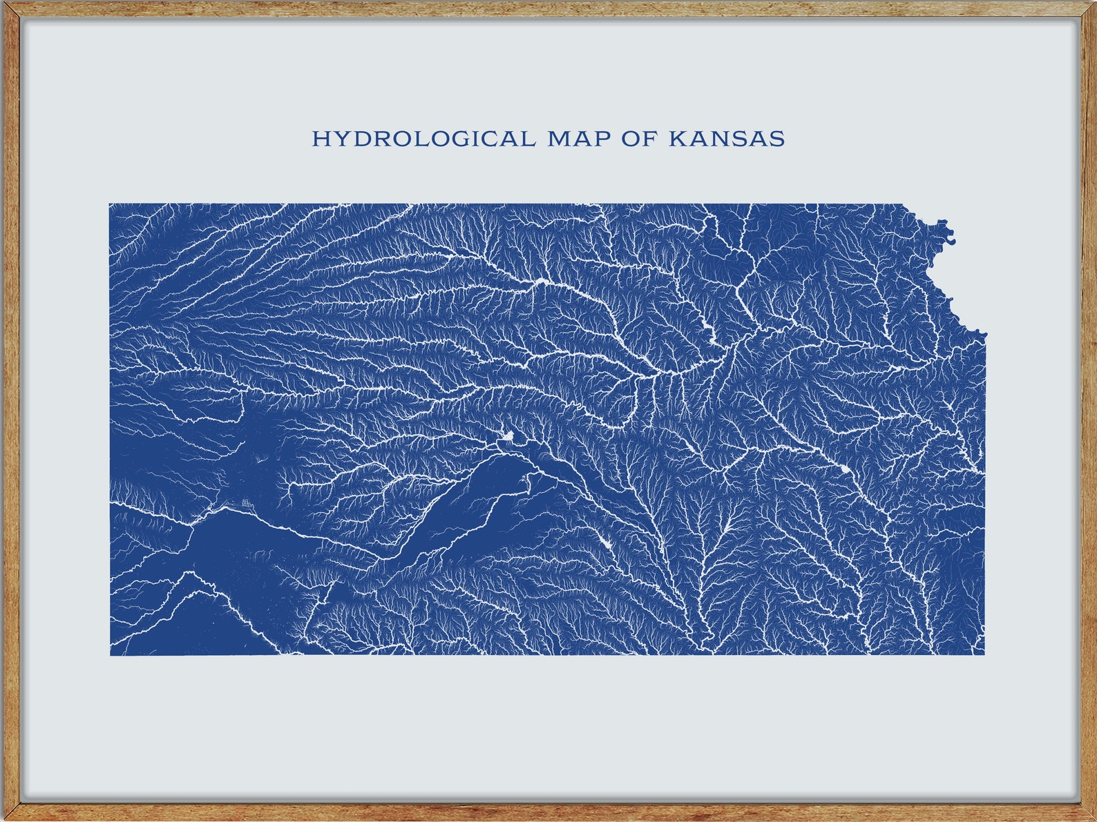 Kansas Hydrological Map of Rivers and Lakes Kansas Rivers - Etsy