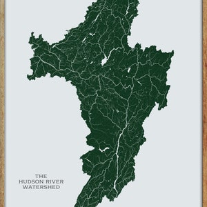 Hudson River Watershed Map of Rivers and Lakes - Etsy