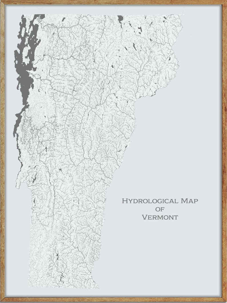 Vermont Rivers and Lakes Map: Hydrological Poster Art - Etsy