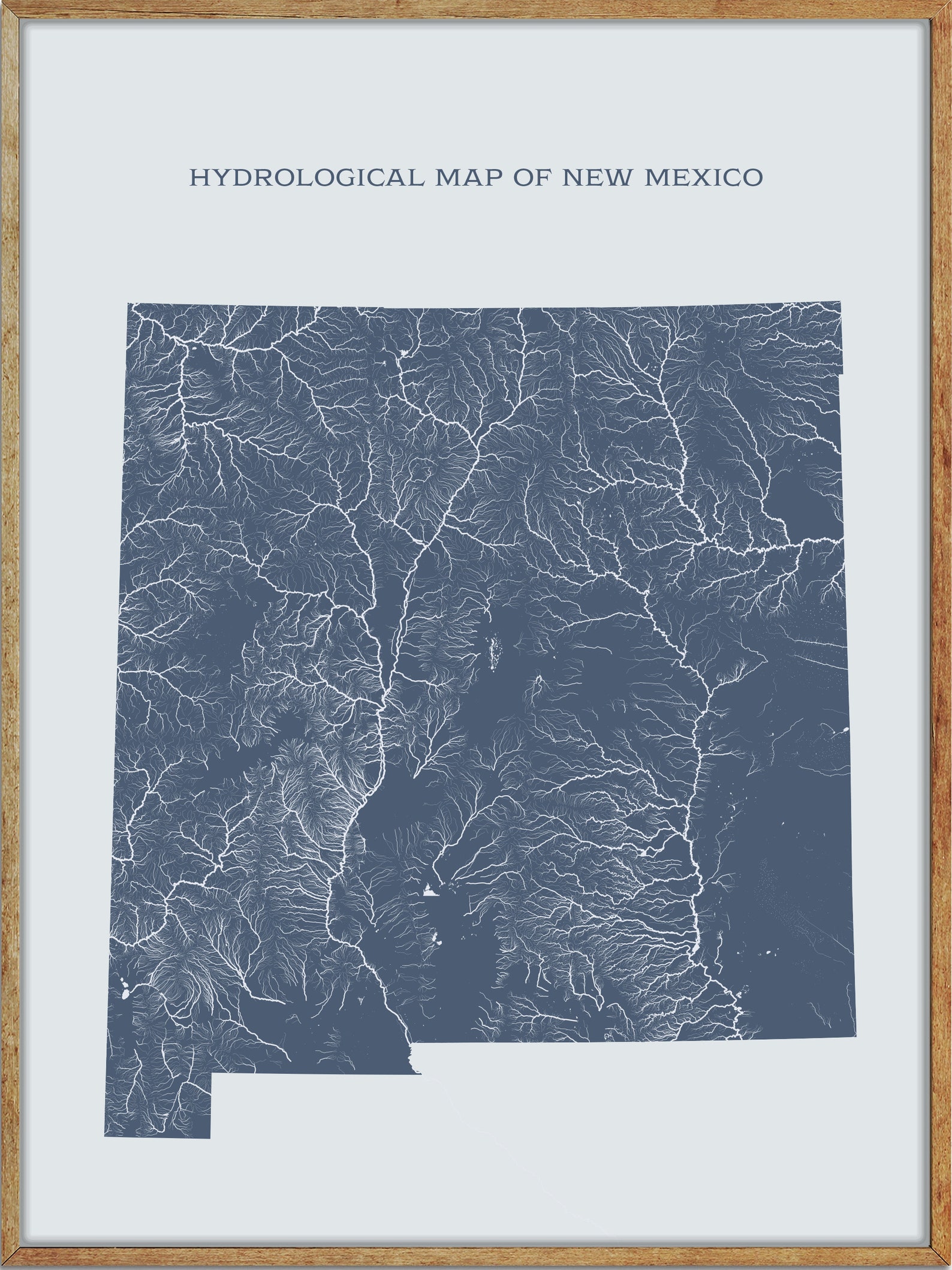 New Mexico Hydrological Map of Rivers and Lakes New Mexico | Etsy