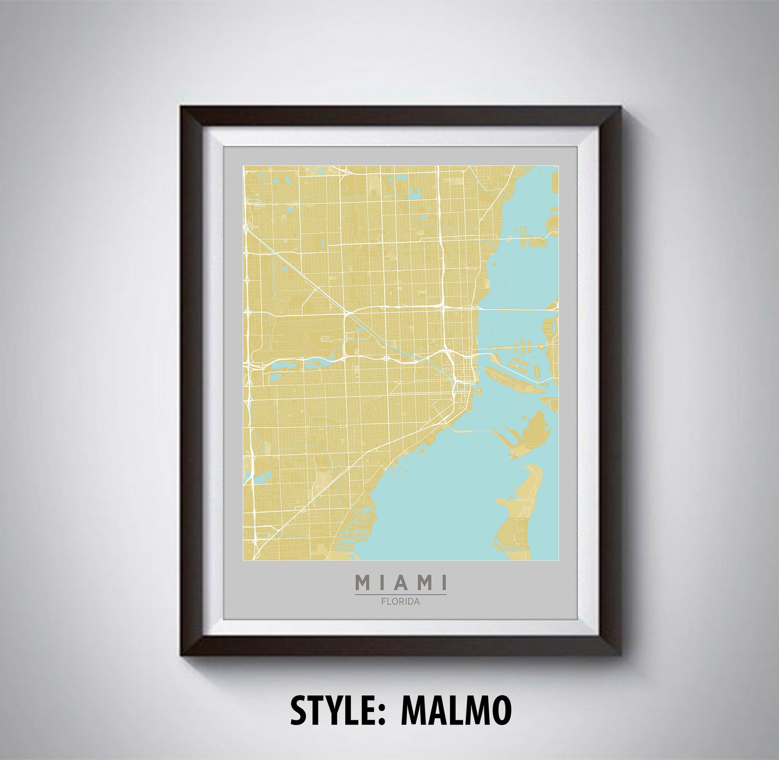 Map of Miami FL Miami Map Miami Poster Office Décor - Etsy