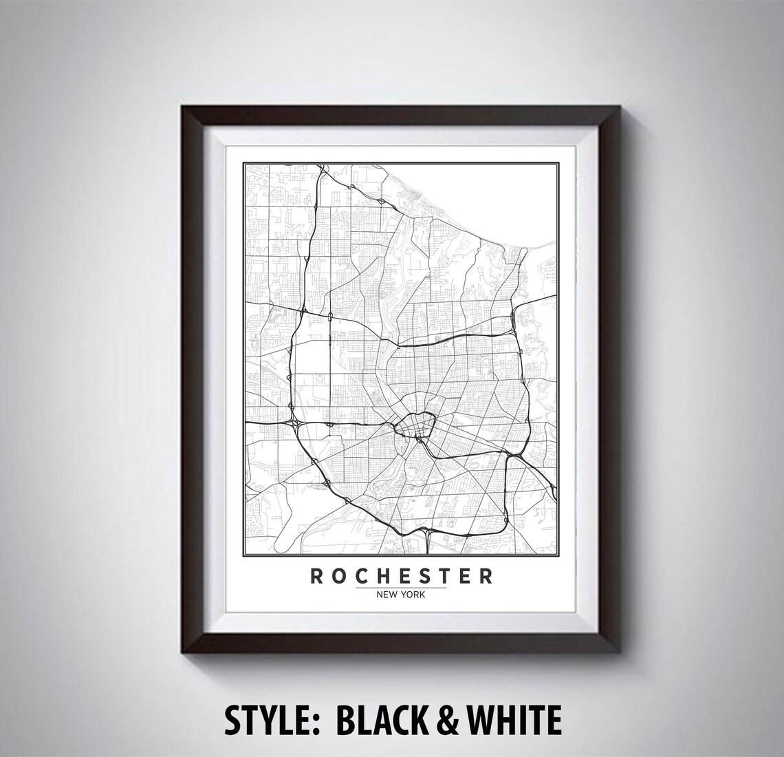 Map of Rochester NY Rochester Map Rochester Poster | Etsy