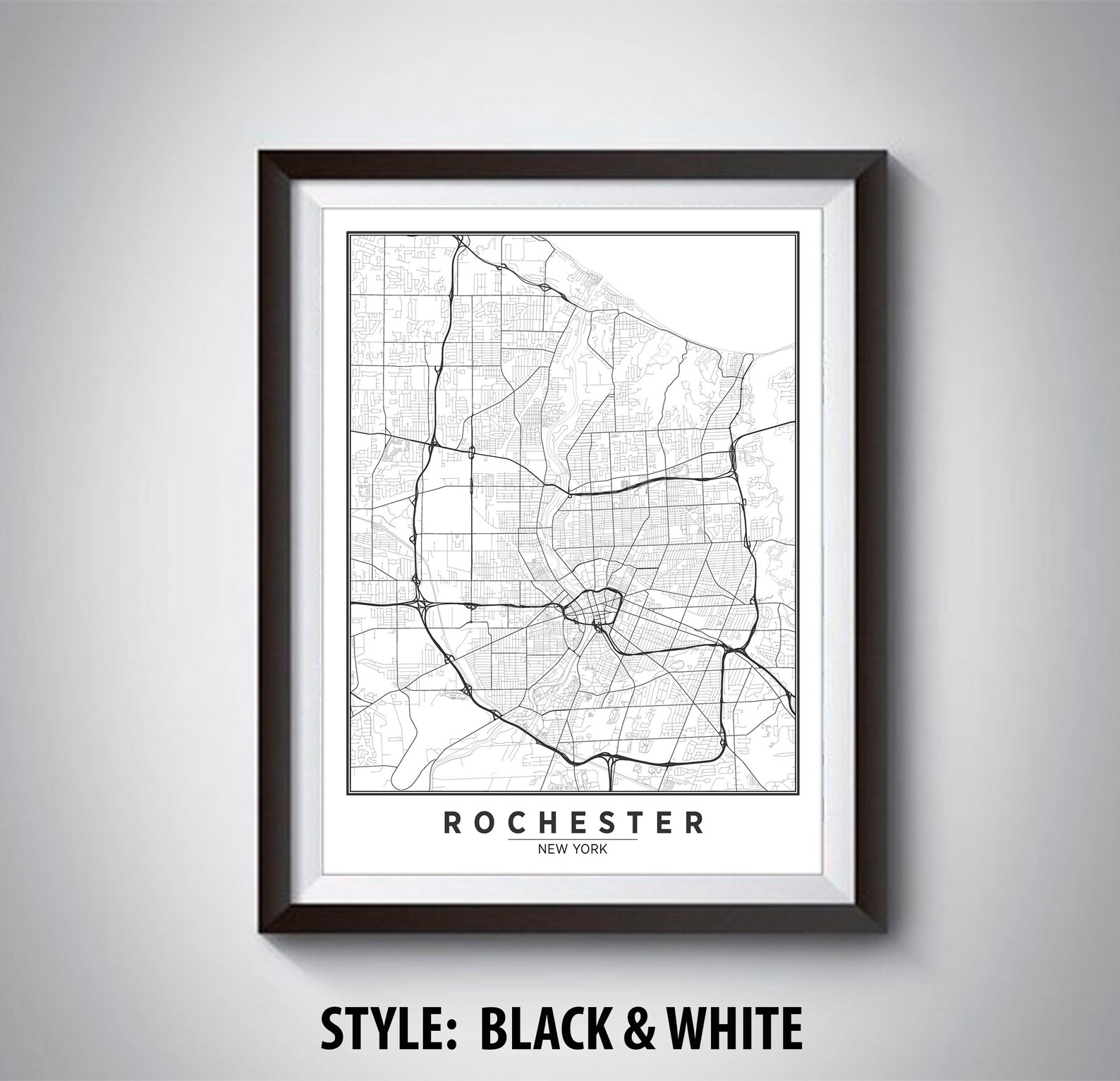 Map of Rochester NY Rochester Map Rochester Poster - Etsy