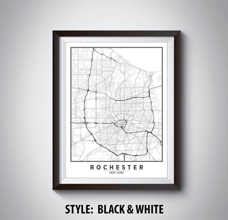 Map of Rochester NY Rochester Map Rochester Poster | Etsy