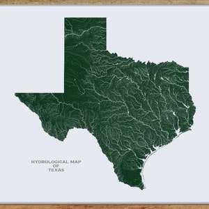 Texas Hydrological Map of Rivers and Lakes, Texas Rivers Poster Map - Etsy