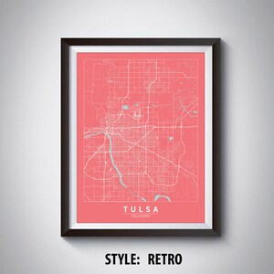 Map of Tulsa, OK - Tulsa Map - Tulsa Poster - Office Décor - Wall Art ...