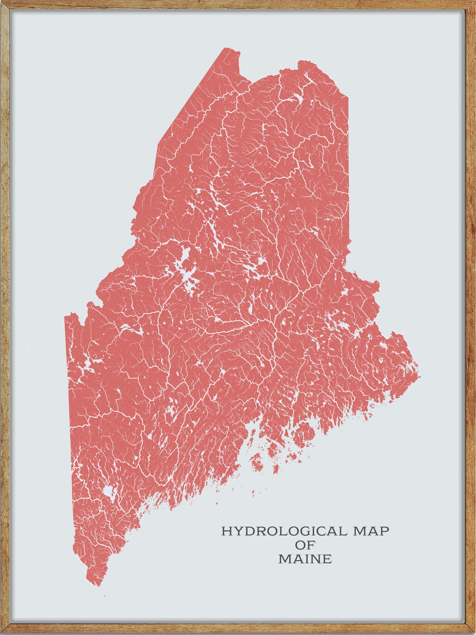 Maine Hydrological Map of Rivers and Lakes Maine Rivers | Etsy