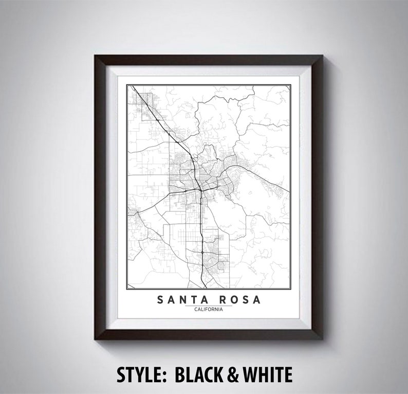 Map of Santa Rosa CA Santa Rosa Map Santa Rosa Poster - Etsy