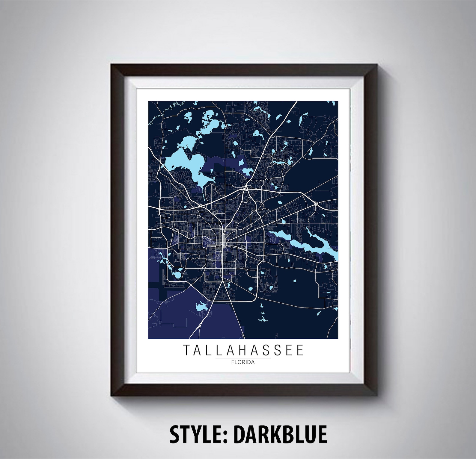 Map of Tallahassee FL Tallahassee Map Tallahassee Poster - Etsy