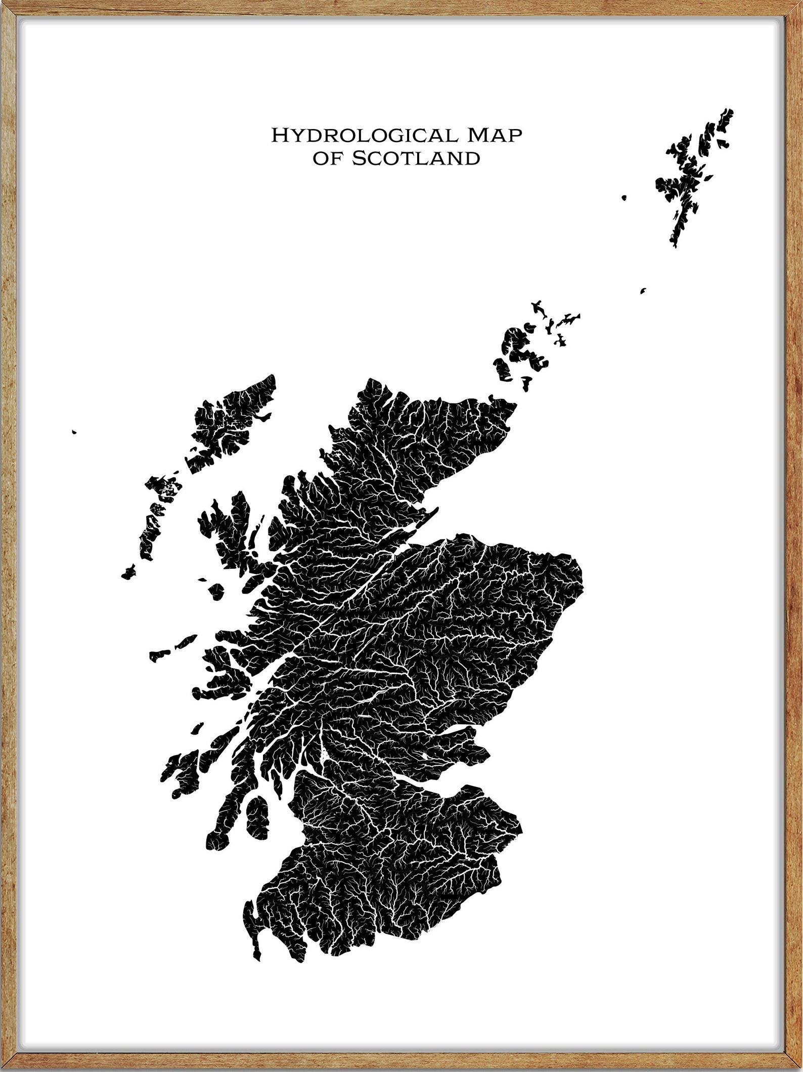Hydrological Map of the Scotland Rivers and Lakes Print | Etsy