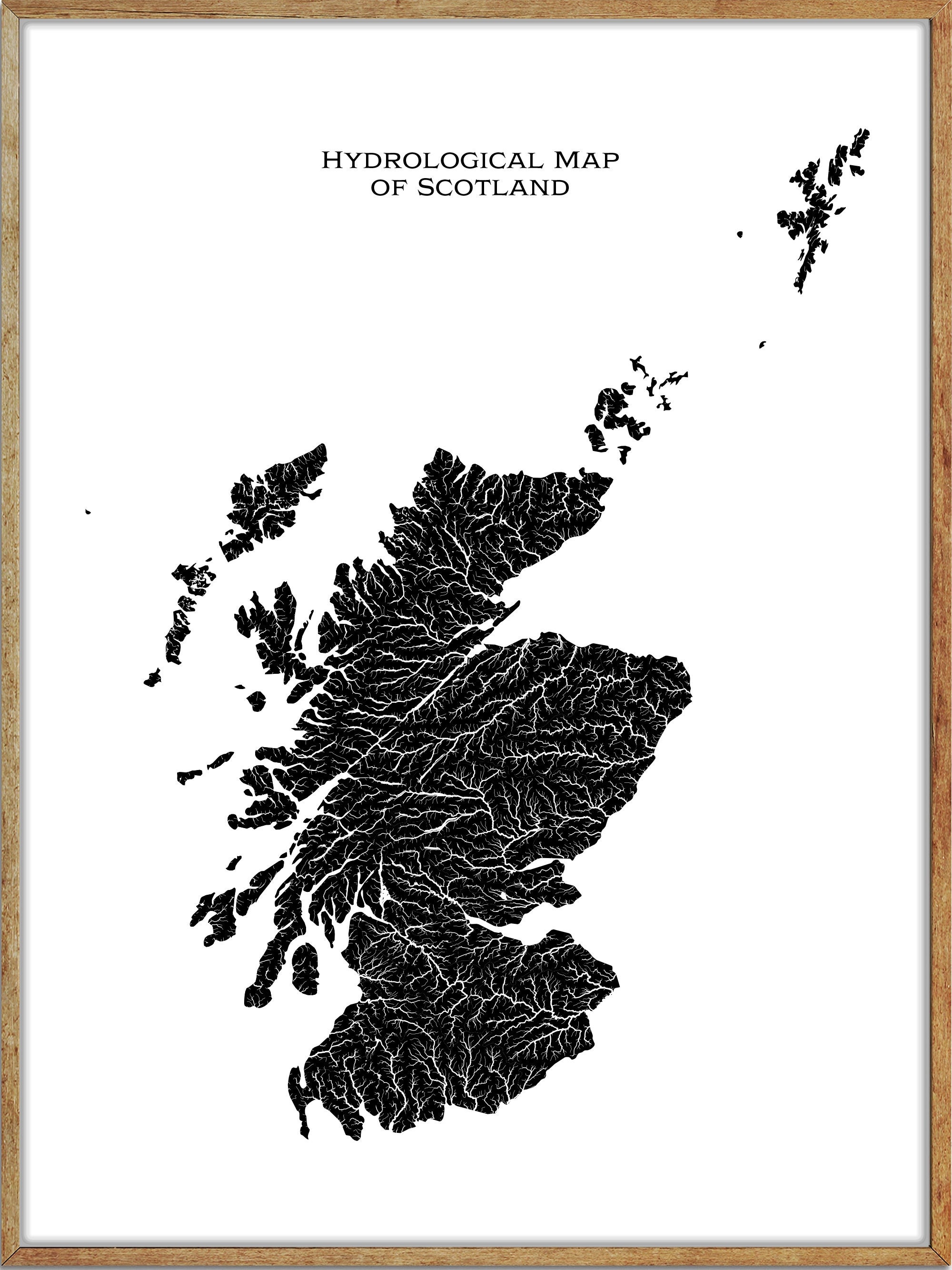 Hydrological Map of the Scotland Rivers and Lakes Print | Etsy