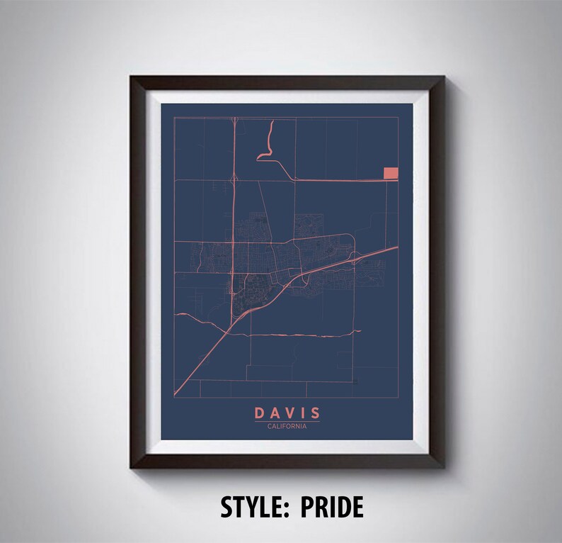 Map of Davis CA Davis Map Davis Poster Office Décor - Etsy